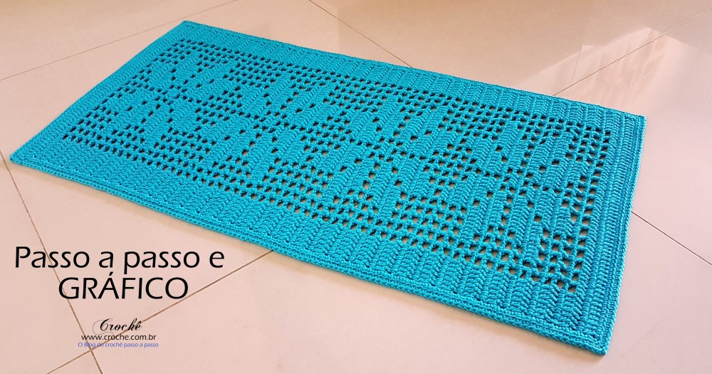 Tapete flores - crochê filé Passo a passo e gráfico - croche.com.br